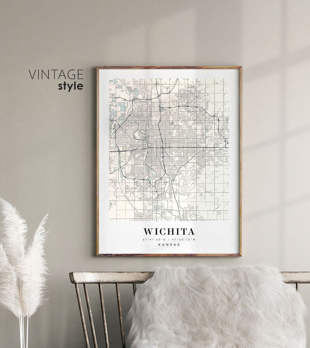 Wichita Kansas KS Map Wichita City Map Wichita Print - Etsy