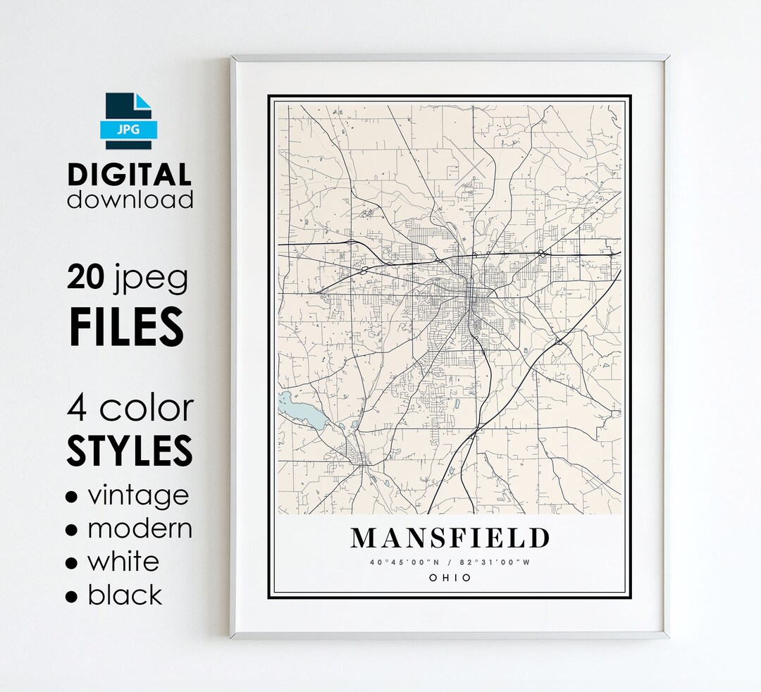 Mansfield Ohio Map Art Print: City Poster (digital Download) - Etsy