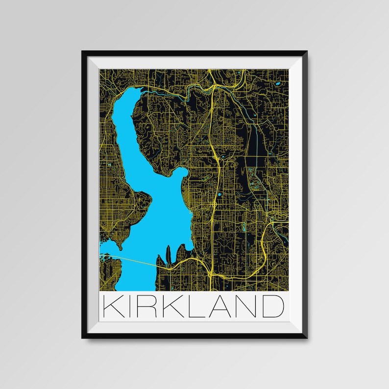 KIRKLAND Washington Map Kirkland City Map Print Kirkland Map | Etsy