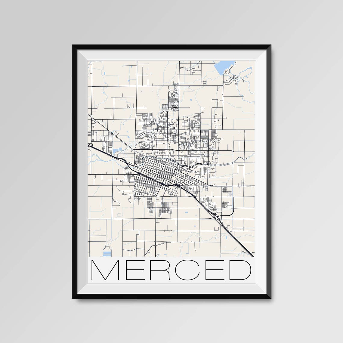 MERCED California Map Merced City Map Print Merced Map | Etsy