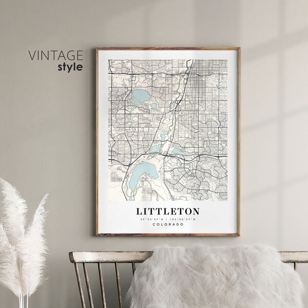 Map of Littleton Colorado - Etsy