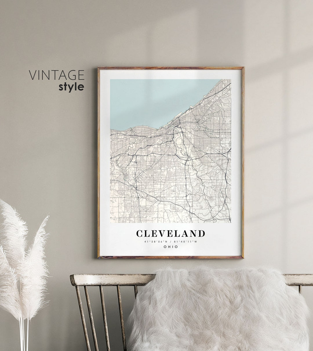 Cleveland Ohio OH Map Cleveland City Map Cleveland Print - Etsy