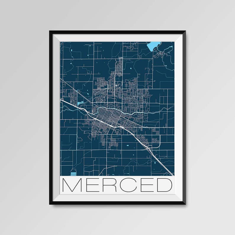 MERCED California Map Merced City Map Print Merced Map | Etsy