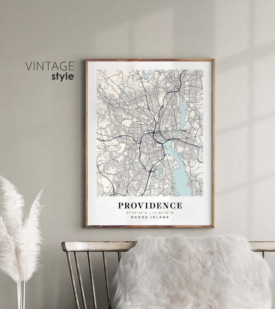 Providence Rhode Island RI Map, Providence City Map, Providence Print ...