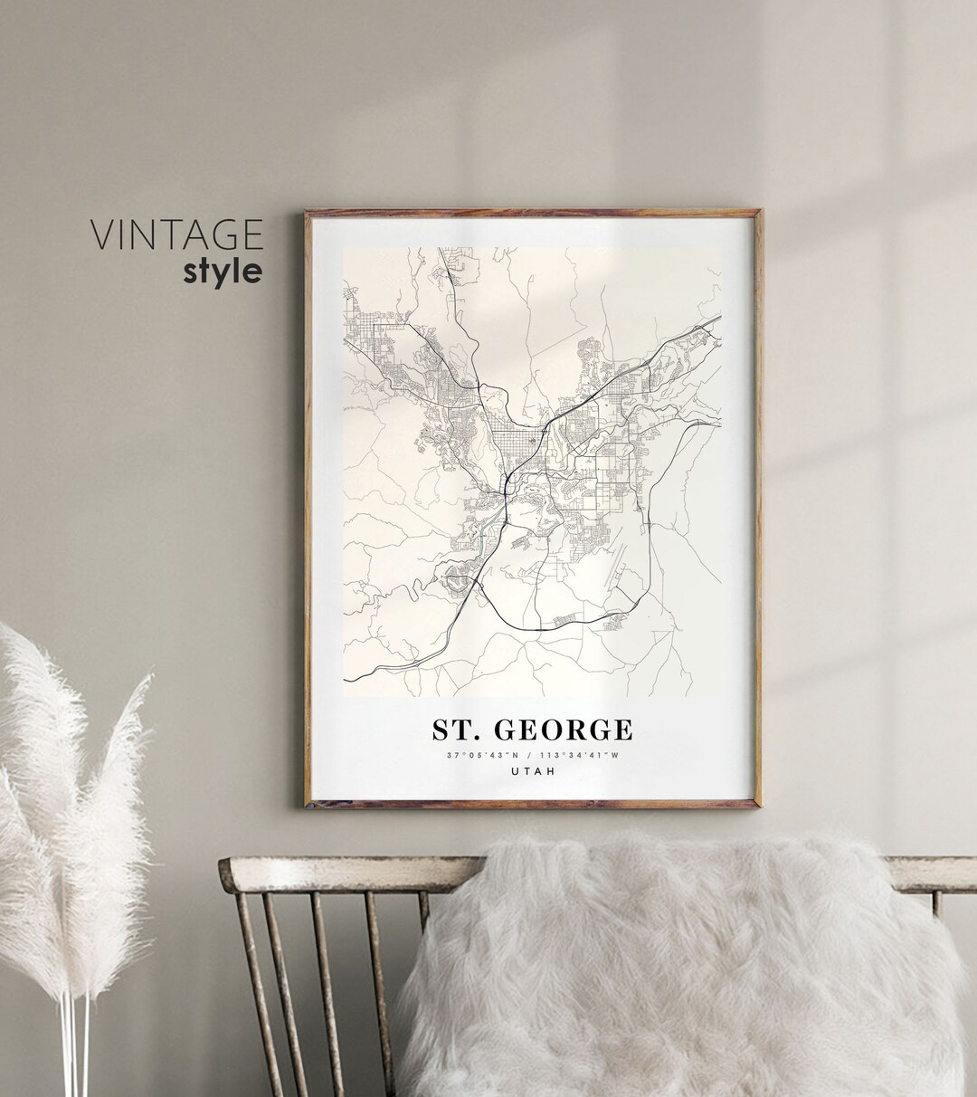 St. George Utah mapa UT mapa de la ciudad de St. George - Etsy España