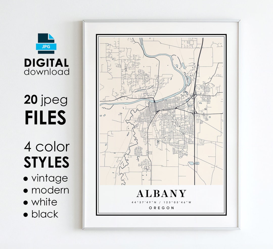 Albany Oregon Map Art Print: City Poster (digital Download) - Etsy