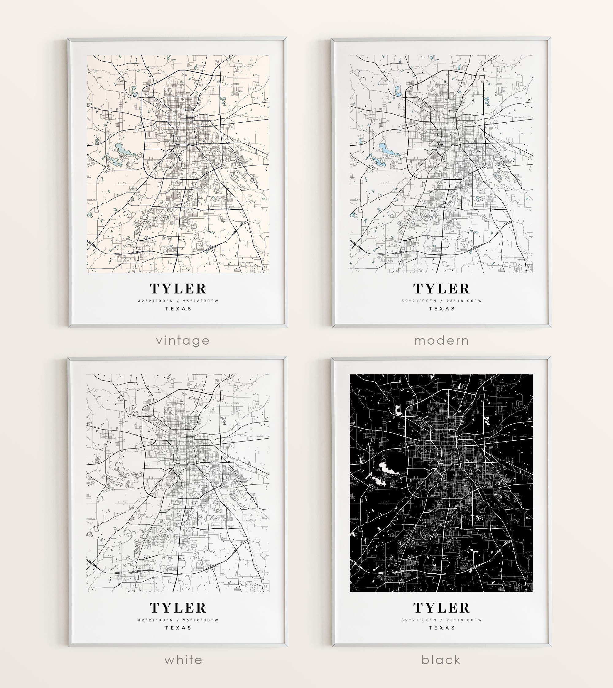 Tyler Texas TX Map Tyler City Map Tyler Print Tyler Poster - Etsy