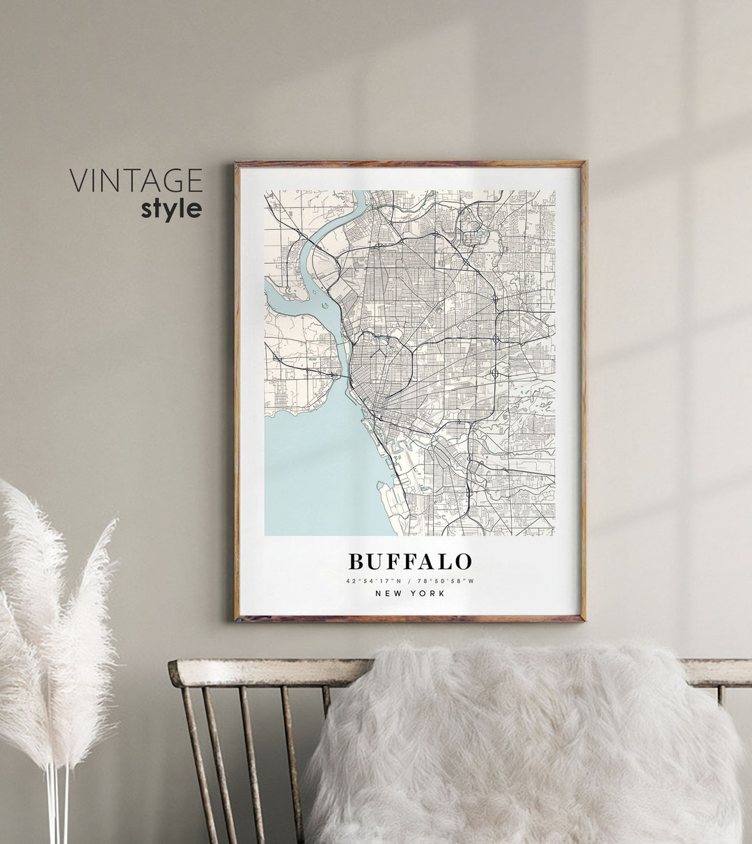 Buffalo New York NY Map, Buffalo City Map, Buffalo Print, Buffalo ...