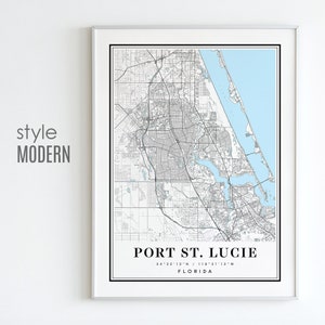 PORT ST LUCIE Fl Map Printable Digital Art Port St. Lucie Florida City ...