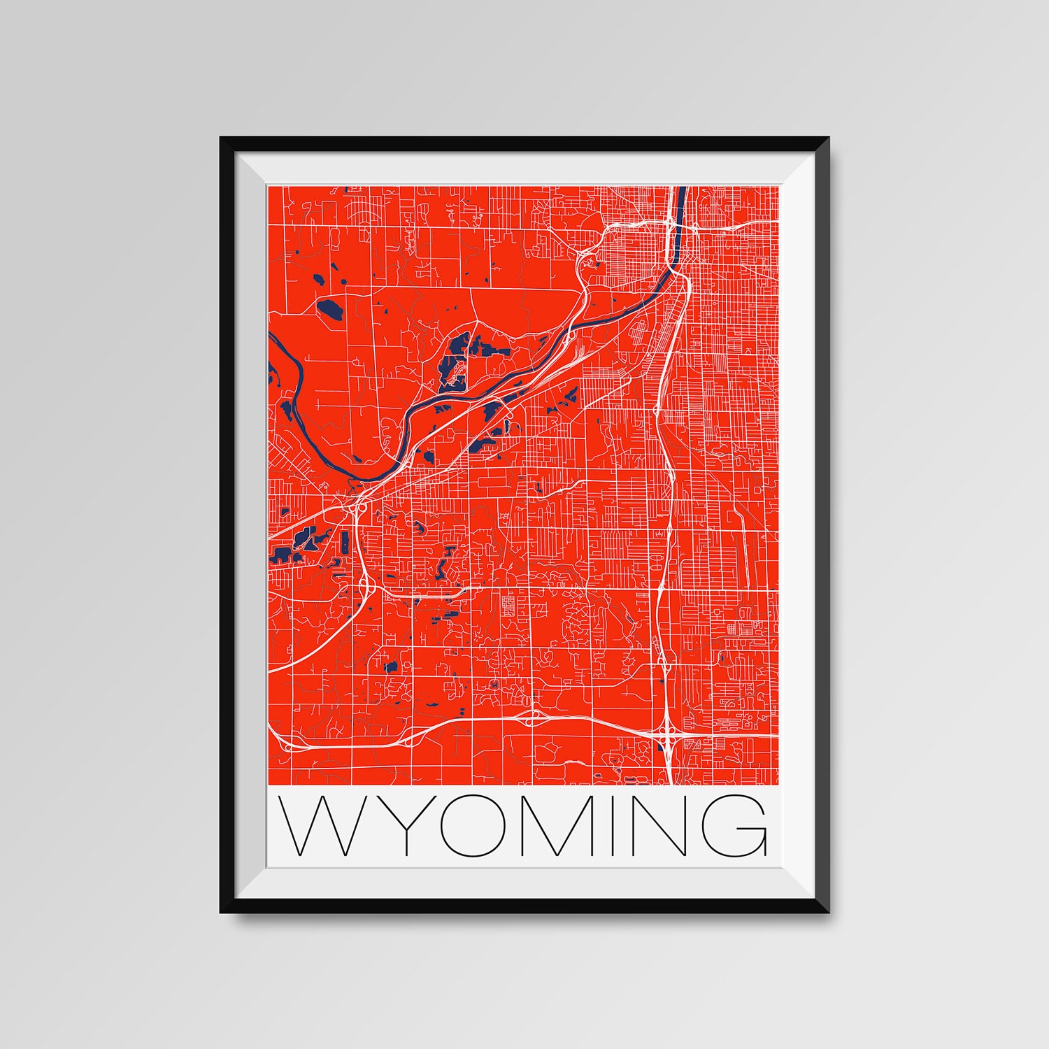 WYOMING Michigan Map Wyoming City Map Print Wyoming Map | Etsy