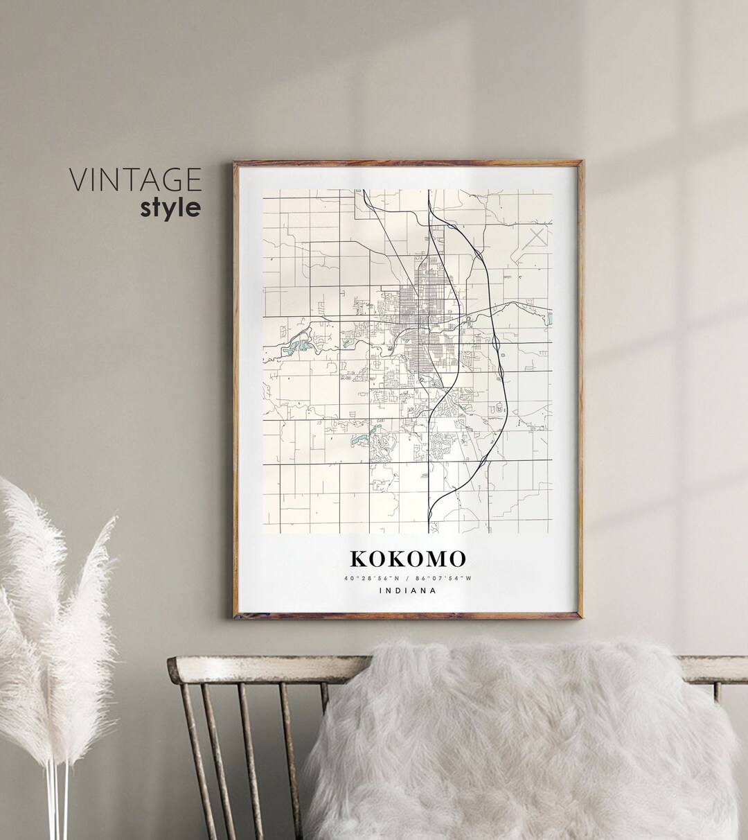 Kokomo Indiana IN Map Kokomo City Map Kokomo Print Kokomo - Etsy