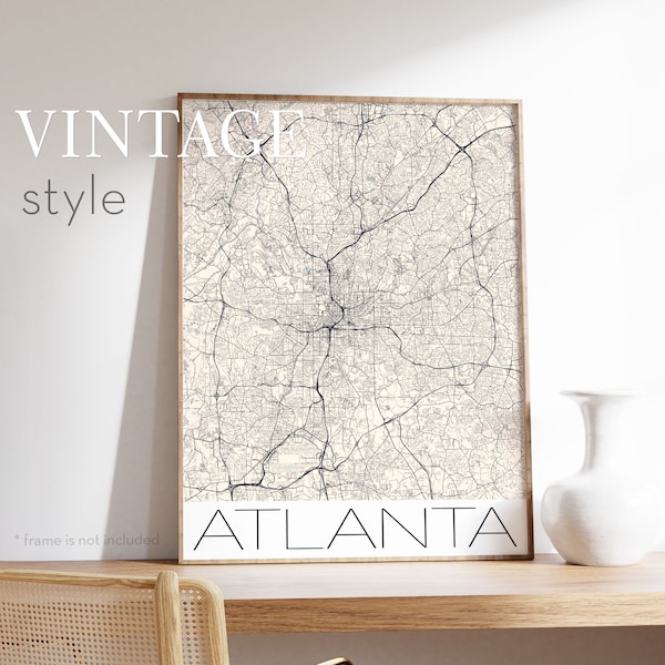 Atlanta Map Wall Art - Etsy