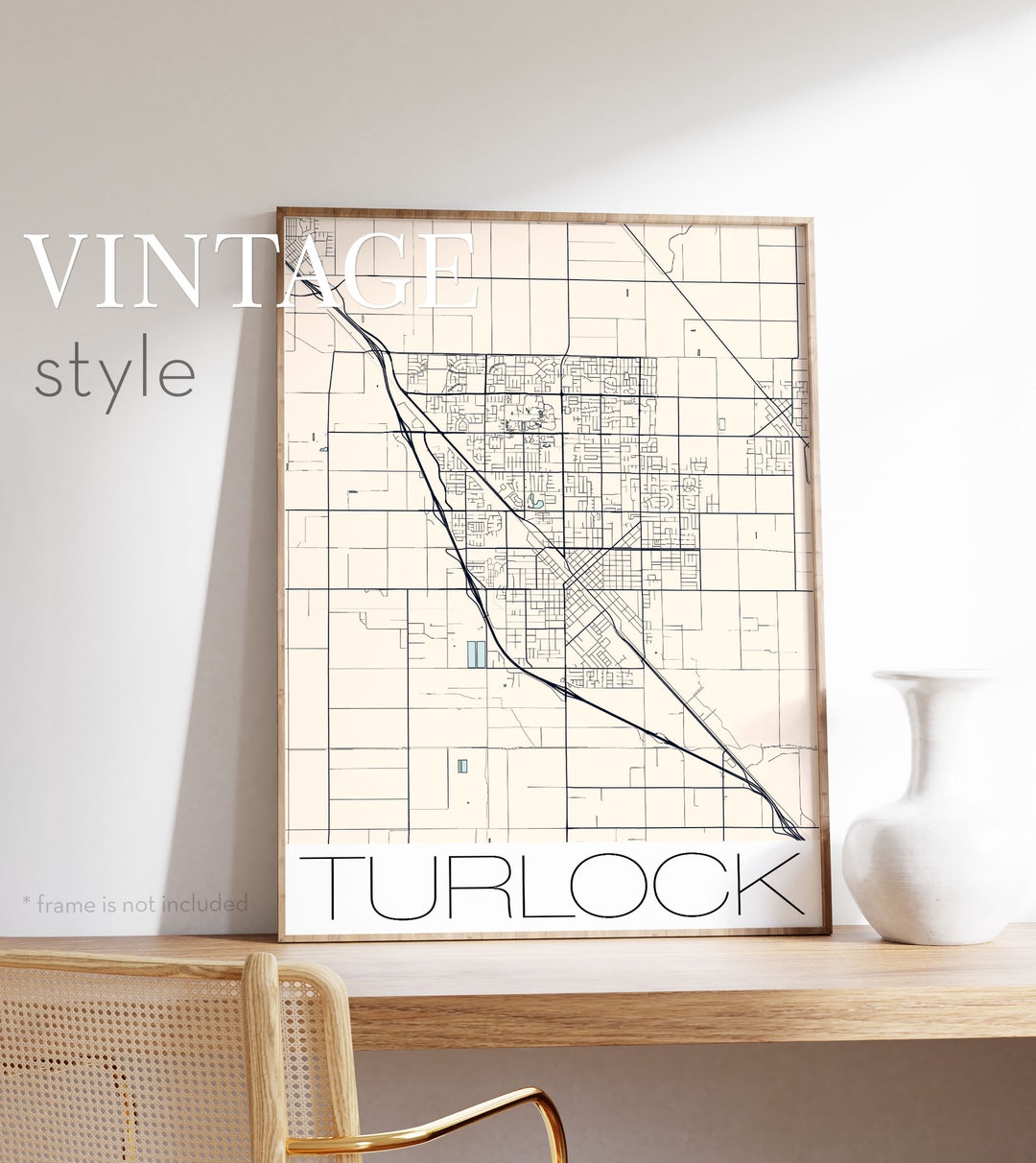 TURLOCK Map Wall Art Customized Poster in a Modern Design, Personalized ...
