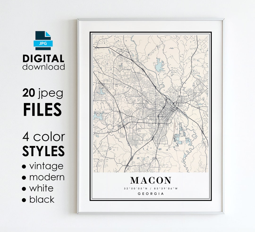 MACON GA Map Printable Digital Art Macon Georgia City Poster Map ...
