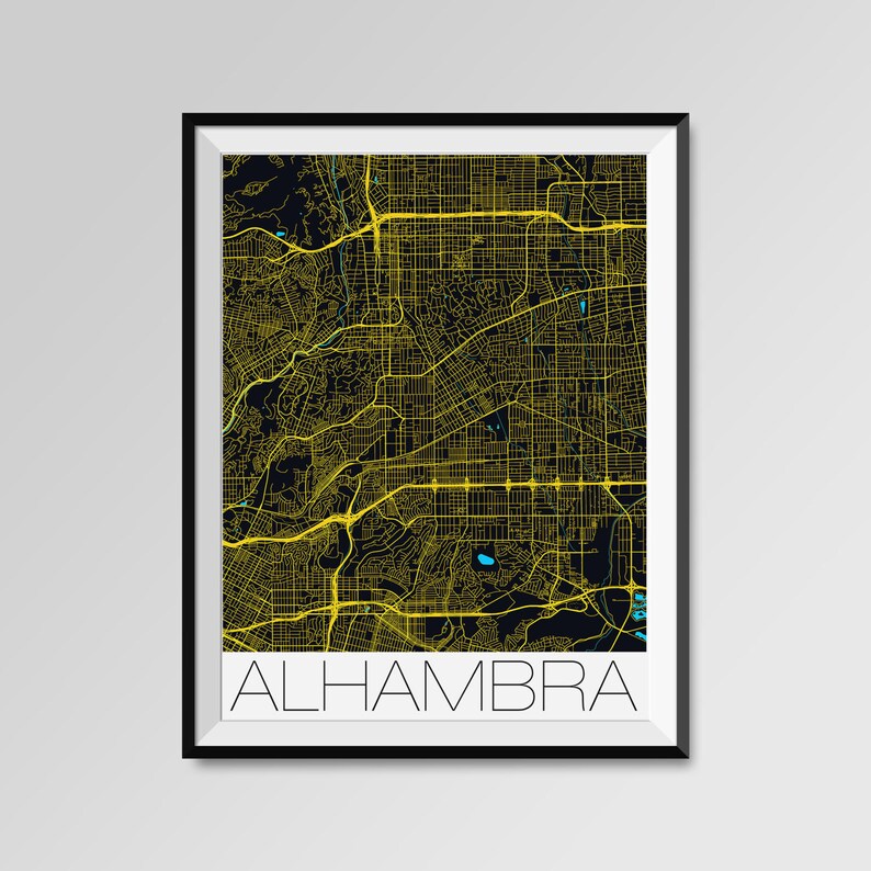 ALHAMBRA California Map Alhambra City Map Print Alhambra Map | Etsy