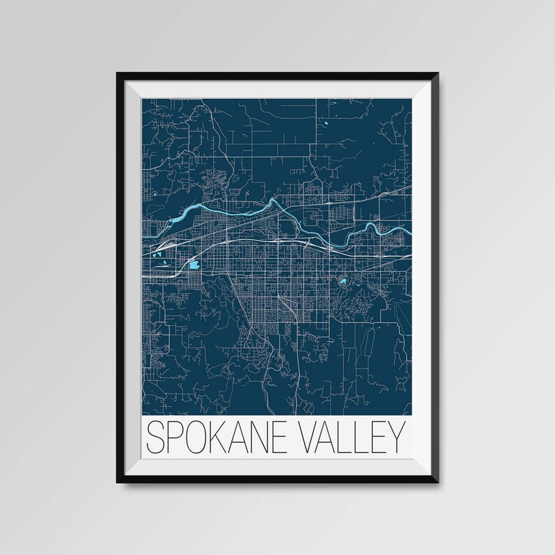 SPOKANE VALLEY Washington Map Spokane Valley City Map Print | Etsy