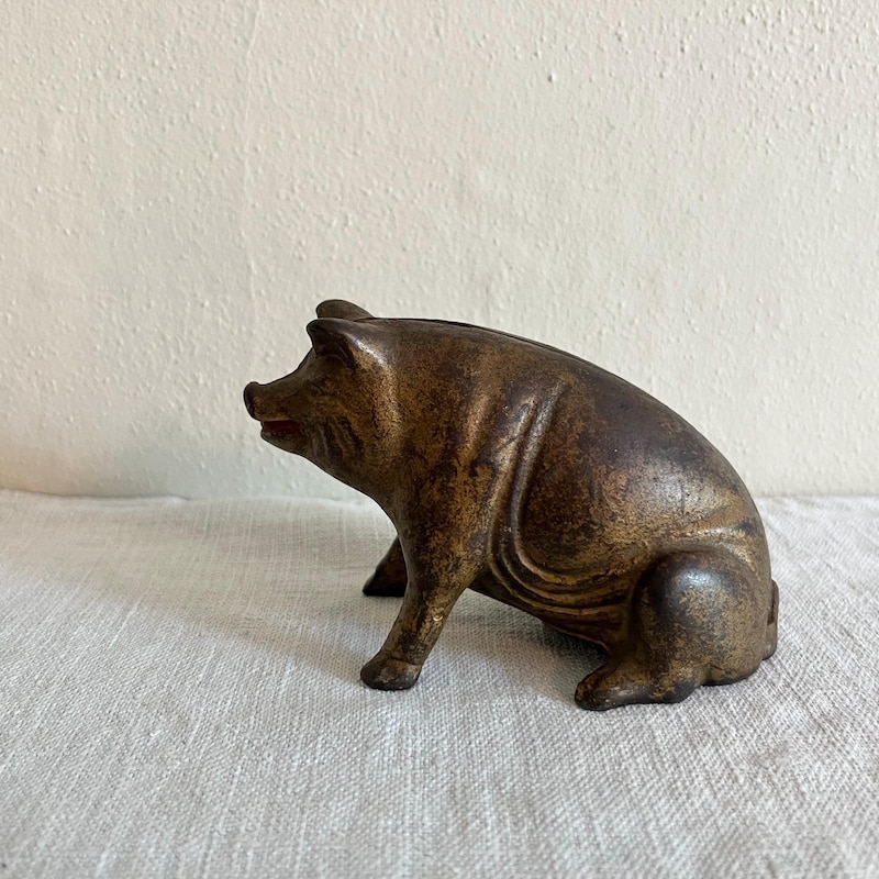 Antique Iron Box Bank - Etsy