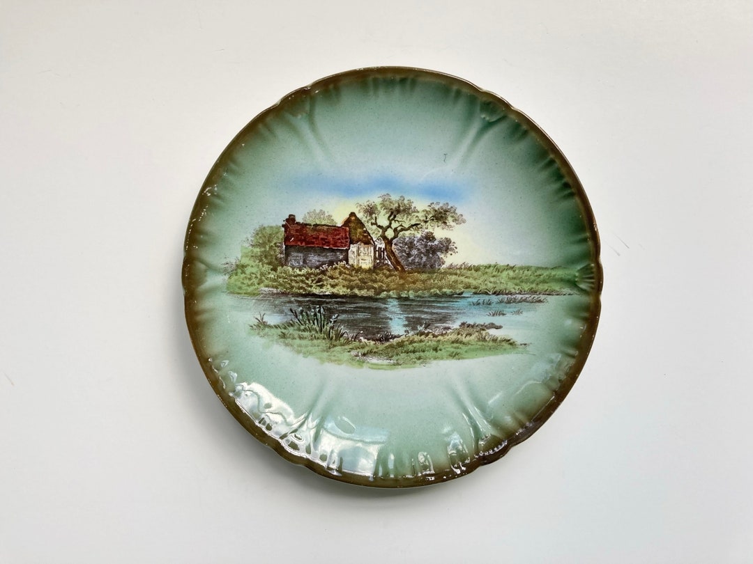 Antique Frantz Anton Mehlem Hand Painted Plate of a Country House by ...