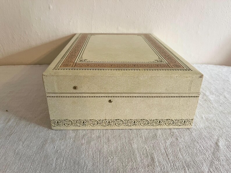 Vintage Cream and Pink Jewelry Box With Red Satin Lining - Etsy