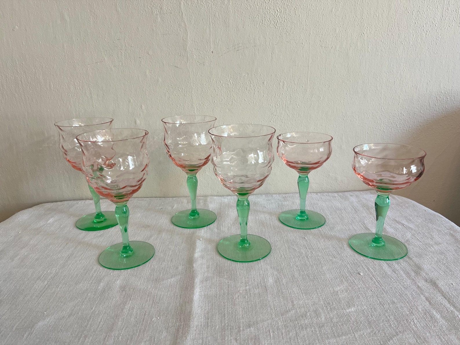 Tiffin Franciscan Depression Glass Water Goblets and Champagne/ Tall ...