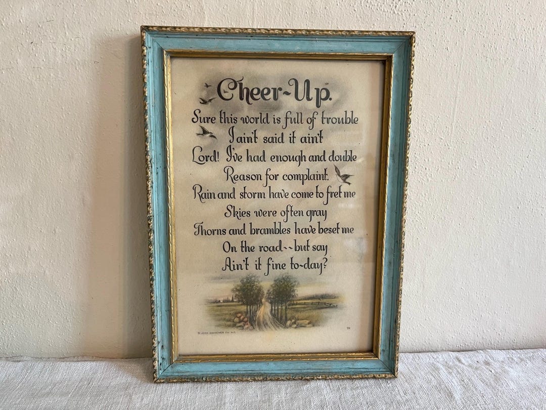 Vintage Framed Lithograph: Cheer up Poem - Etsy