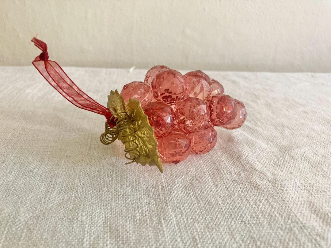 Vintage Lucite Faceted Grape Cluster, Purple Pink Acrylic Grapes With ...