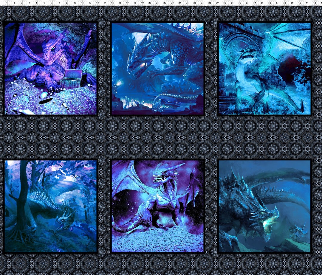 Blue Fury Series Dragon Panel Portaits From in the Beginning, ~36" X ...