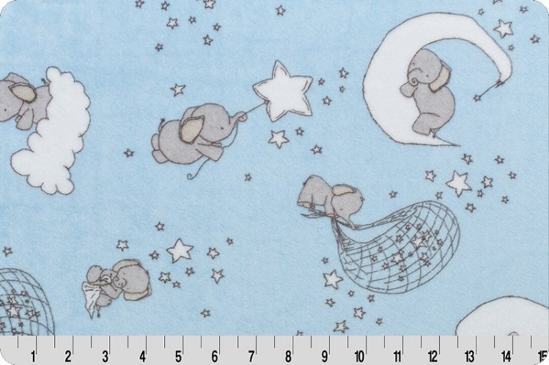 Shannon Sweet Melody Designs Minky Cuddle Elephant Dream Big Baby Blue ...