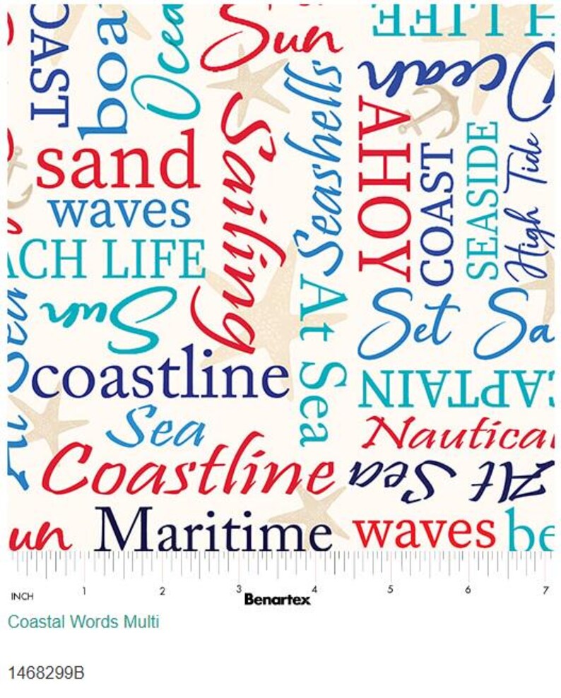 Coastal Words Multi on White From the High Tides Collection, Designed ...