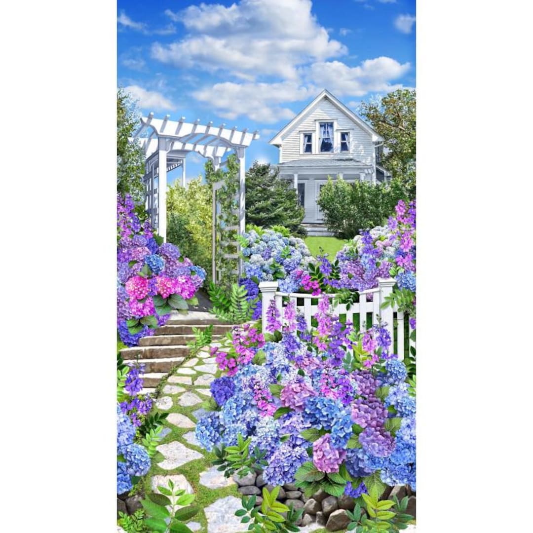 Hydrangea Cottage Panel 24" X 44" From the Hydrangea Dreams Collection ...