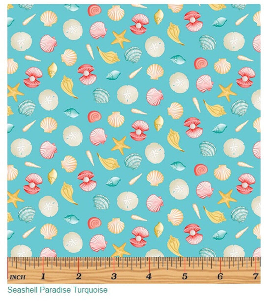 Beach Retreat, Tossed Seashell Paradise on Turquoise by Andi Metz for ...