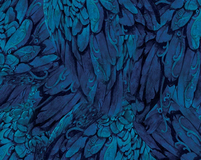 Parrot Habitat Featherly Blue 1618254B by David Galchutt for Benartex ...