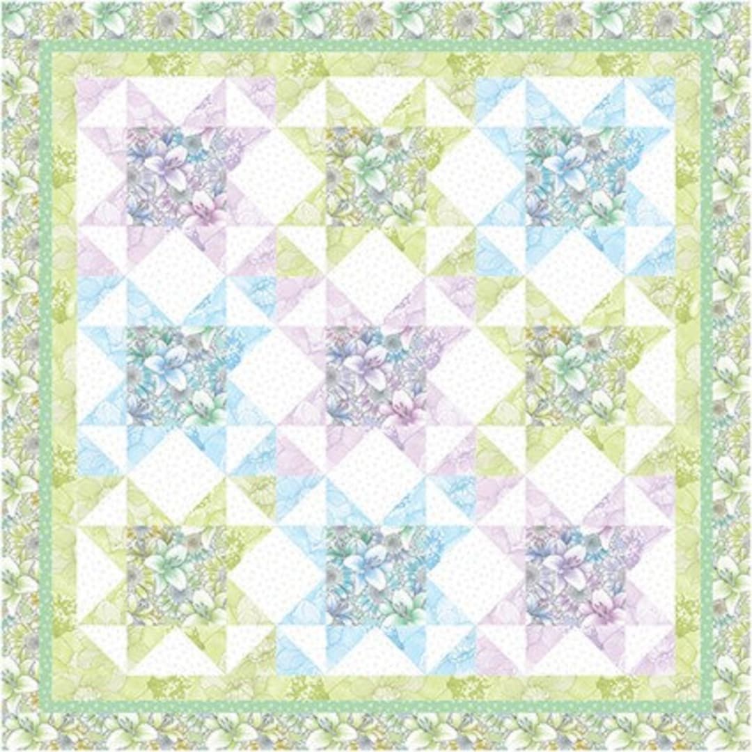Stunning Mums in a Row Quilt Kit, Beautiful Floral Fabrics, Soft ...