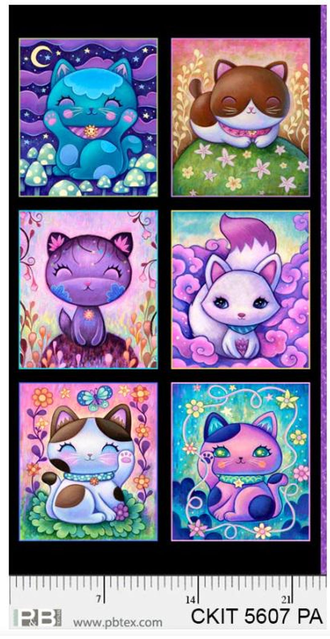 Crazy Kitties Kitty Blocks on Black, Designed by Jeremiah Ketner for P ...