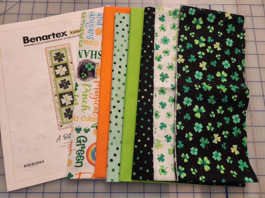 A Bit of Luck Table Runner Kit From Benartex, 14" X 50", Shamrocks and ...