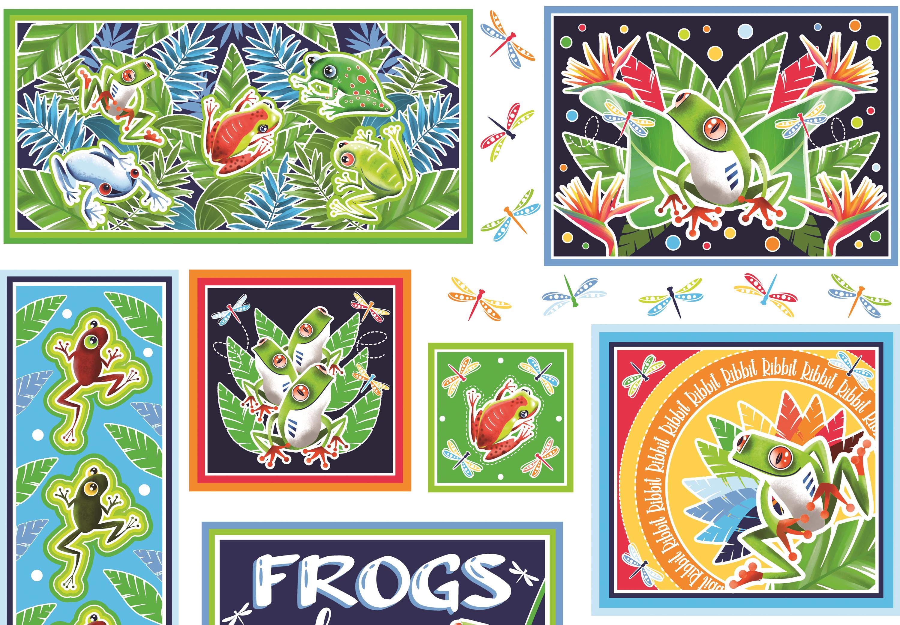 Rainforest Glow Frogs Panel From Benartex, Glow in the Dark Fabric ...
