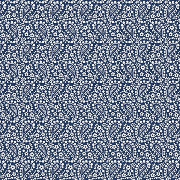 Navy Blue Paisley Fabric - Etsy