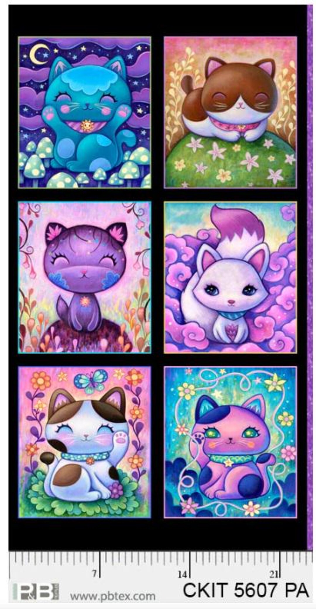 Crazy Kitties Kitty Blocks on Black, Designed by Jeremiah Ketner for P ...