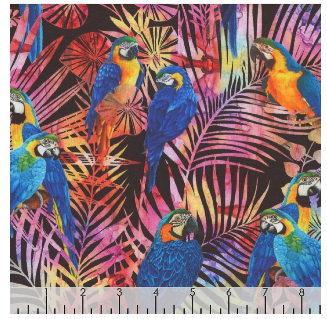 Parrot Habitat Multi by David Galchutt for Benartex Fabrics Parrot ...