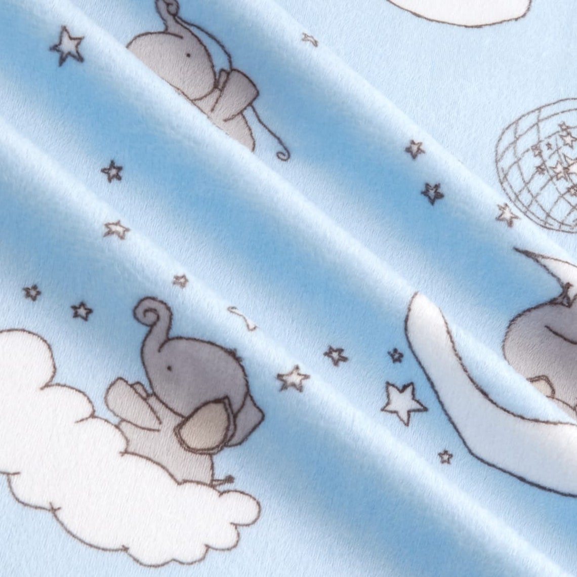 Shannon Sweet Melody Designs Minky Cuddle Elephant Dream Big Baby Blue ...