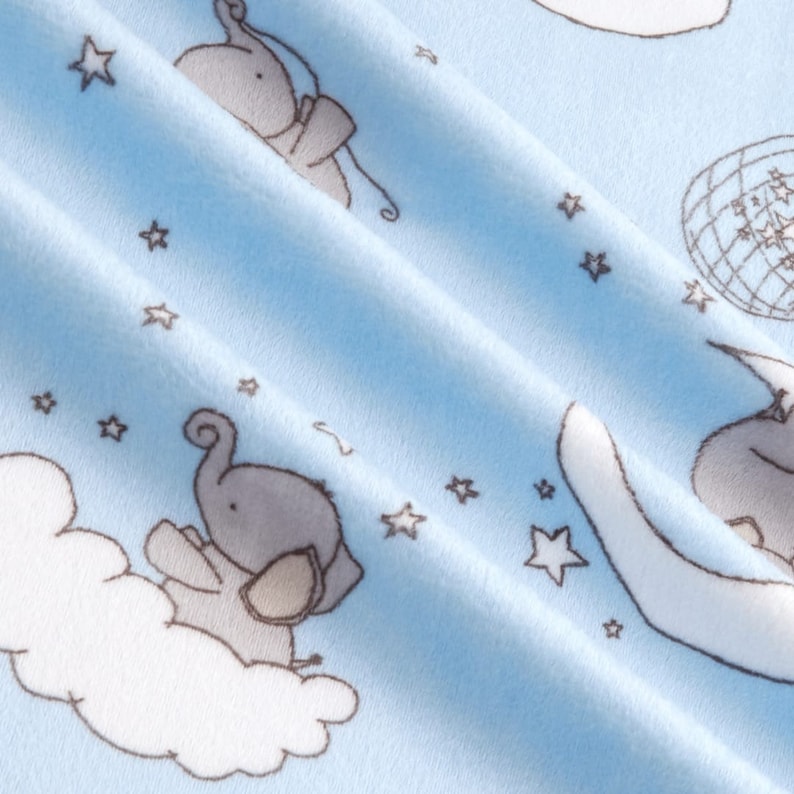 Shannon Sweet Melody Designs Minky Cuddle Elephant Dream Big Baby Blue ...