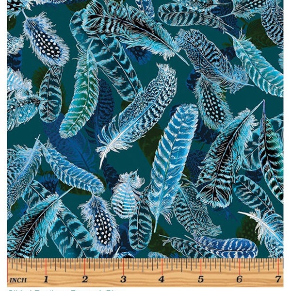 Blue Feather Fabric - Etsy