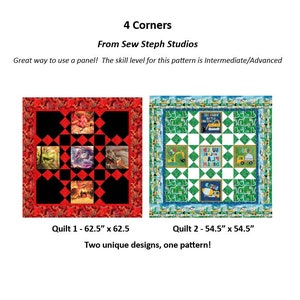 4 Corners Quilt Pattern, Perfect for Large Print Fabrics or Panels With ...
