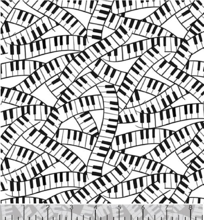 Making Music Piano Keys on White, Great Coordinating Fabric, Quilting ...