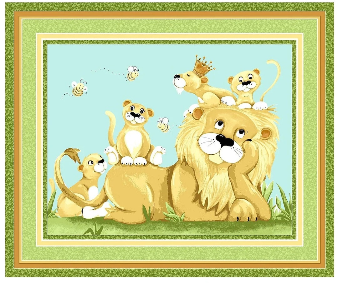Medium Green Lyon the Lion Play Mat 36" Fabric Panel -- Susybee Fabrics ...