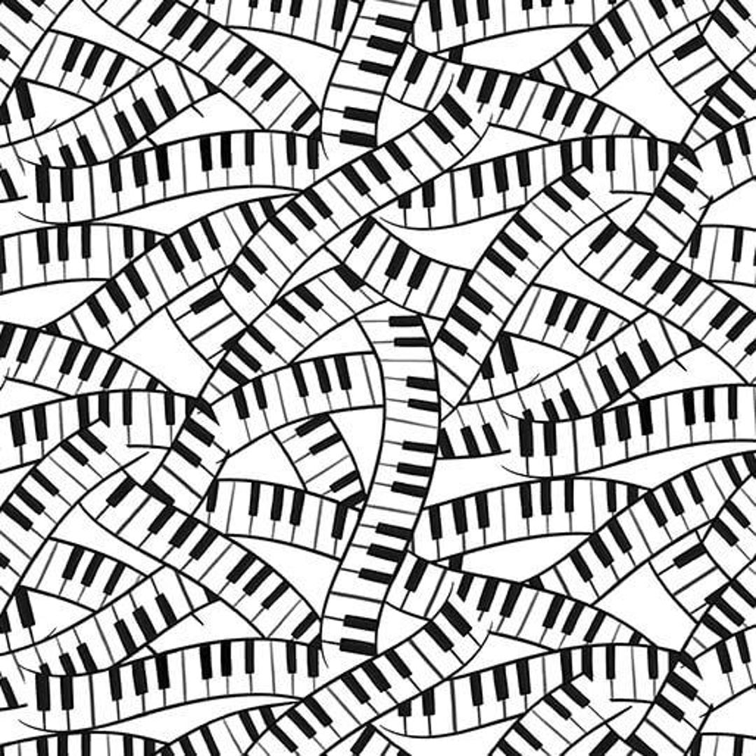 Making Music Piano Keys on White, Great Coordinating Fabric, Quilting ...