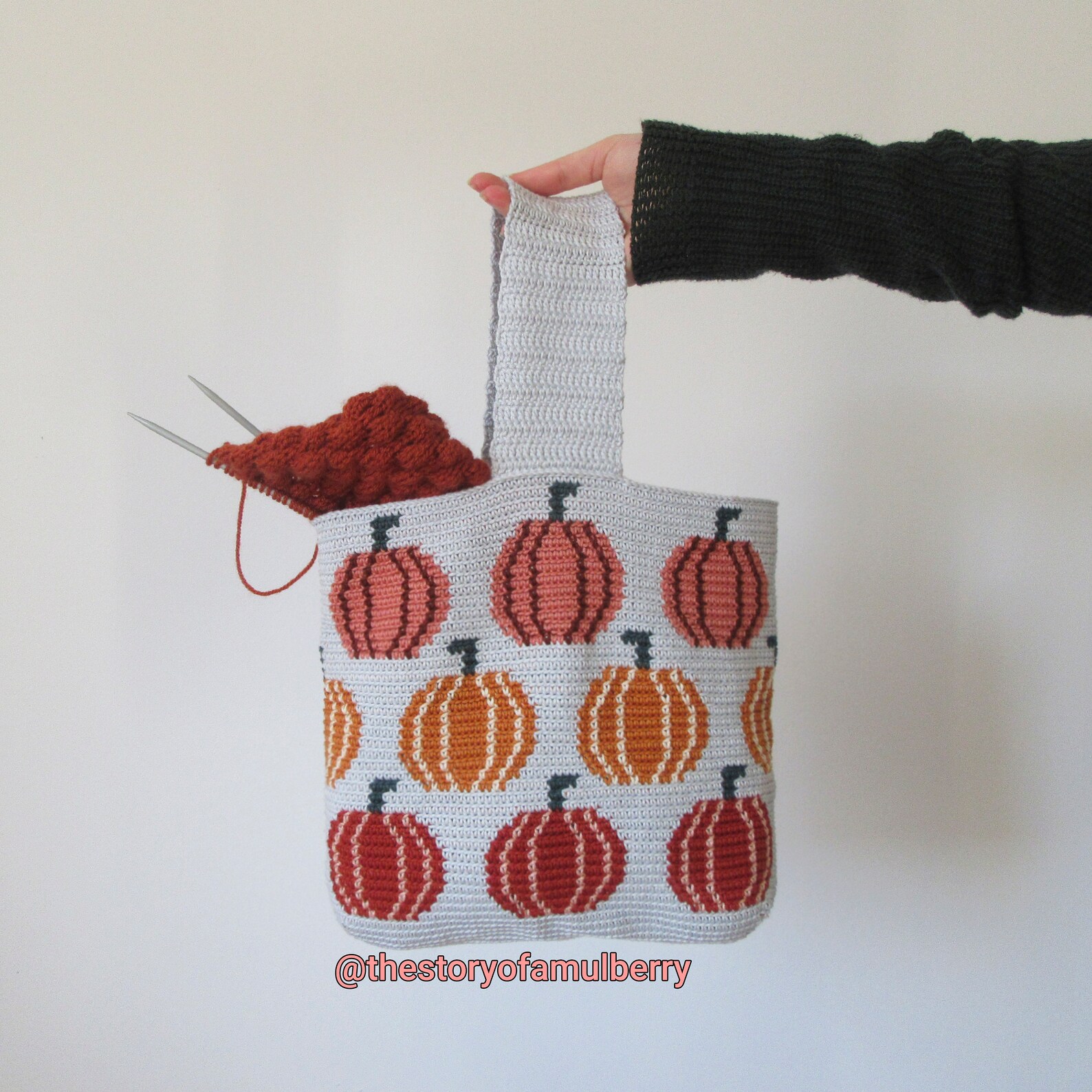 Pumpkin Tapestry Crochet Pattern / Crochet Project Bag / - Etsy