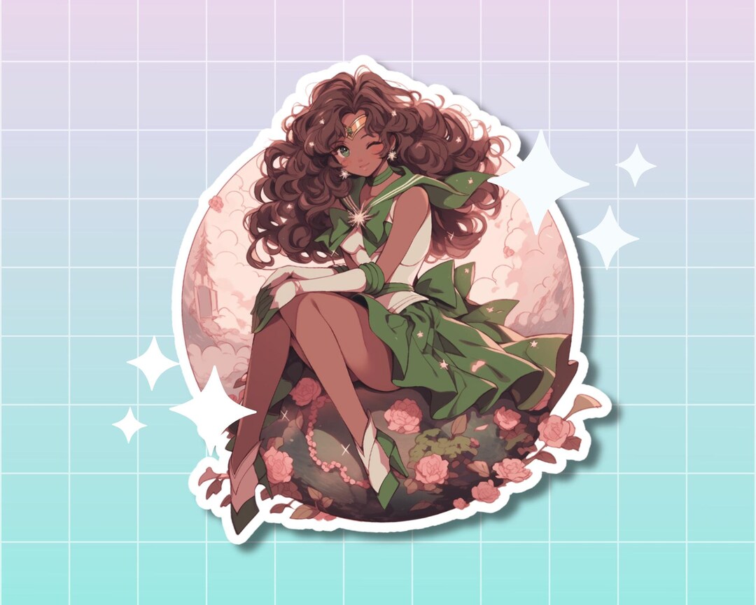 Sailor Jupiter Sticker,black Sailor Sticker,curly Girl Sticker,curly ...