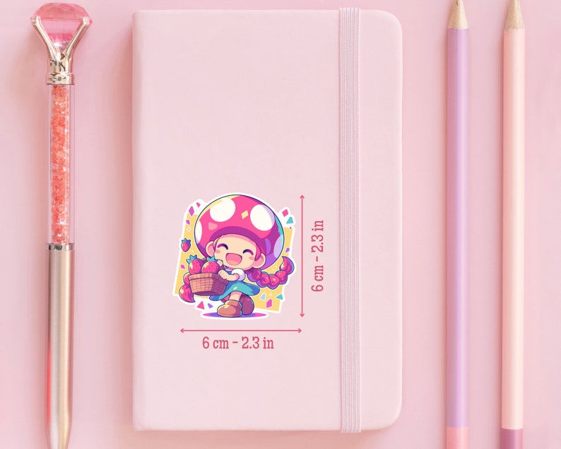 Mushroom Girl Sticker,kawaii Toad Sticker,cute Toadette Sticker,pastel ...