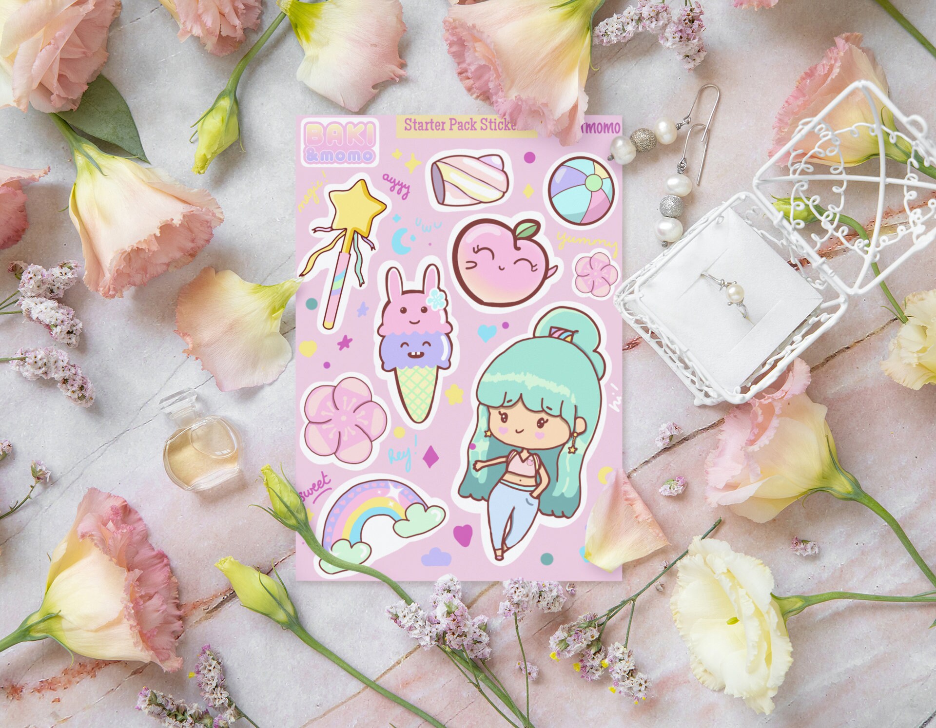 Kawaii Pastel Sticker Sheet, Kawaii Art Stickers, Kawaii Stickers ...